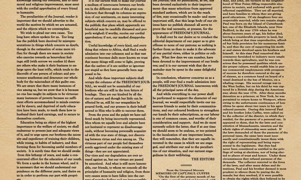 Freedom’s Journal: The First Voice of Black America | Post News Group